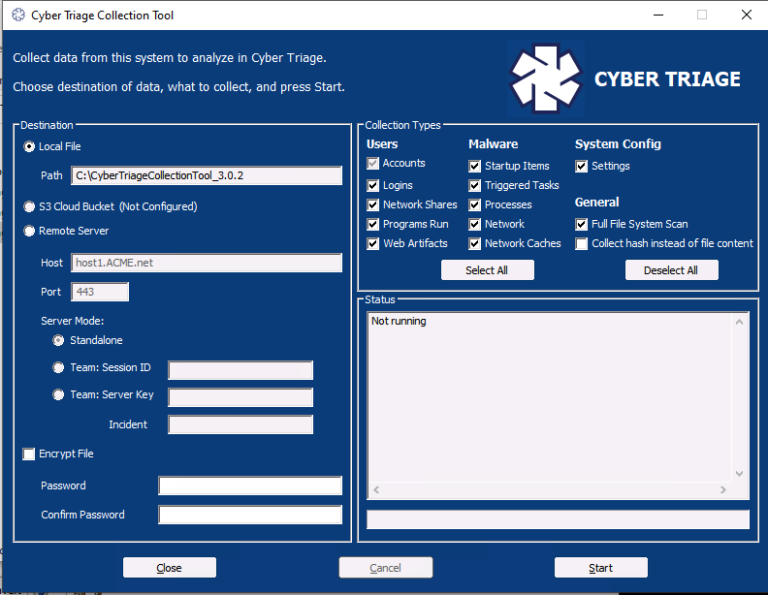 Cyber Triage Lite Network Disk Image And Memory Inputs