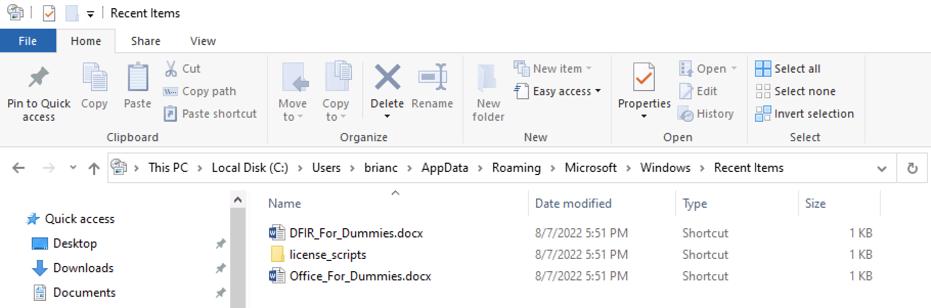 What is a Windows Recents Folder Artifact? - Cyber Triage