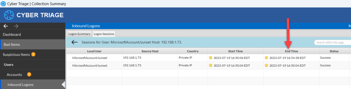 Local Session Manager – Event 23 (Logoff Succeeded) - Cyber Triage