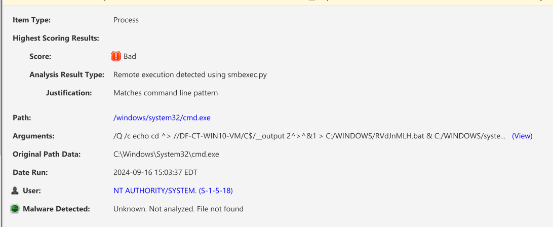 DFIR Breakdown: Impacket Remote Execution Activity - smbexec - Cyber Triage